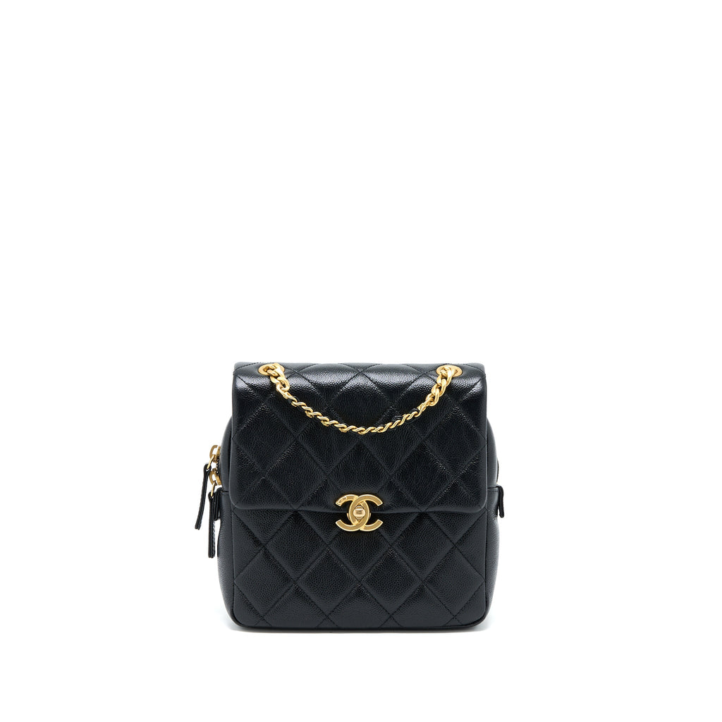 CHANEL 22P FLAP BACKPACK CAVIAR BLACK BRUSHED GHW (MICROCHIP) – Levira