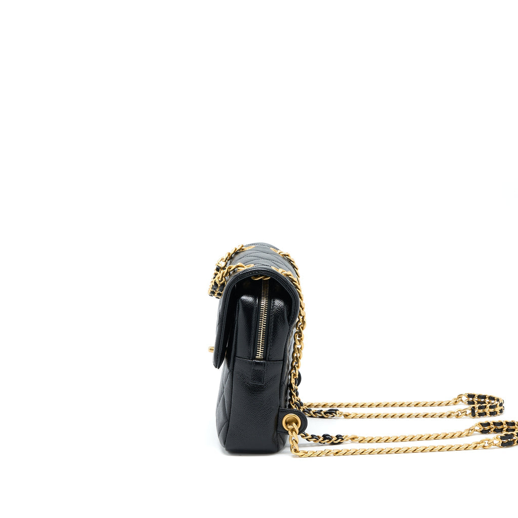 CHANEL 22P FLAP BACKPACK CAVIAR BLACK BRUSHED GHW (MICROCHIP) – Levira