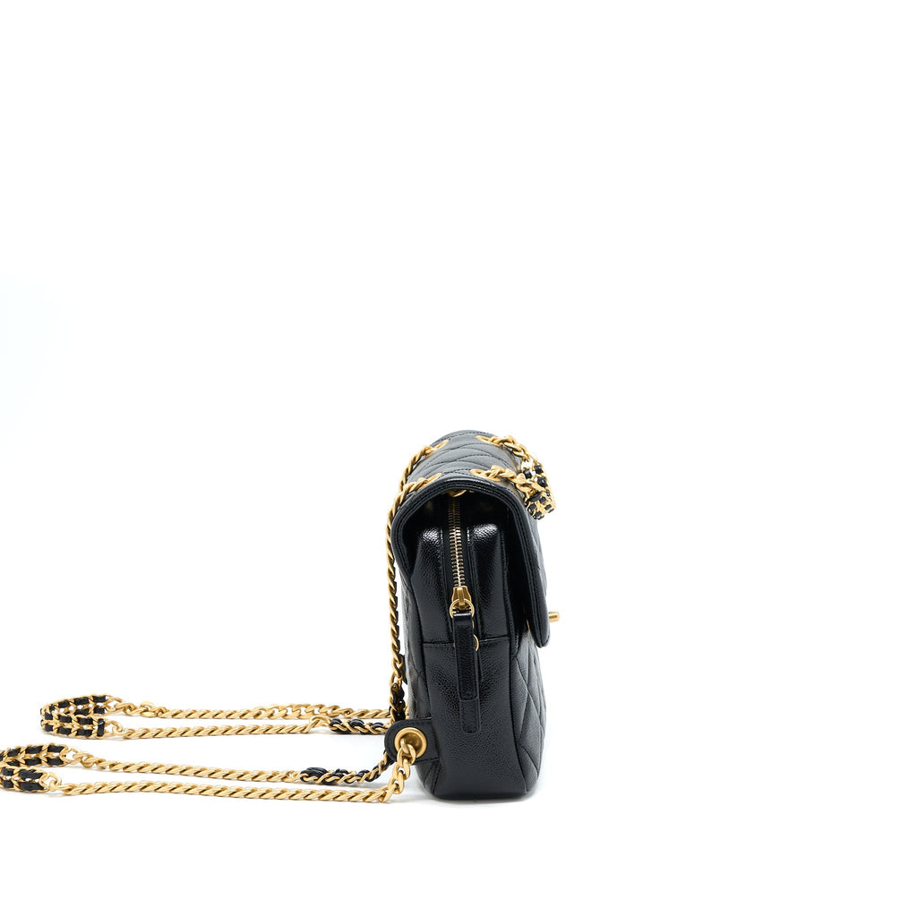 CHANEL 22P FLAP BACKPACK CAVIAR BLACK BRUSHED GHW (MICROCHIP) – Levira