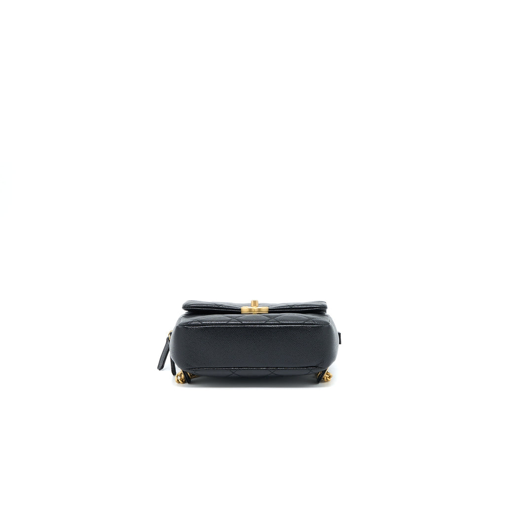 CHANEL 22P FLAP BACKPACK CAVIAR BLACK BRUSHED GHW (MICROCHIP) – Levira